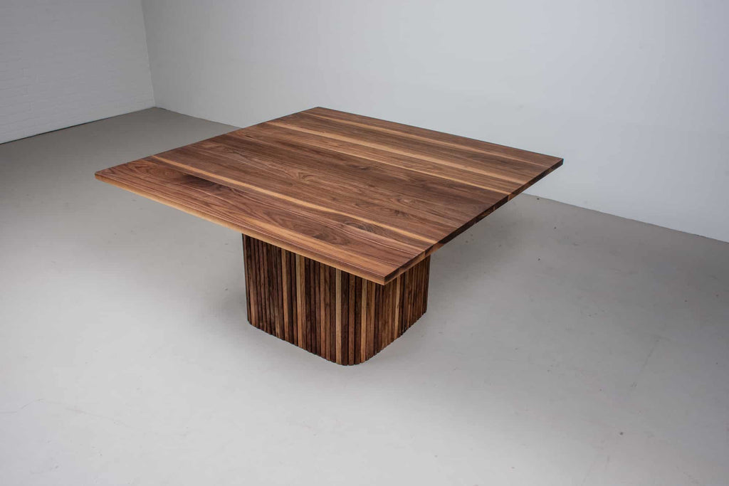 Square Wood Table | Fluted Pedestal Table | Loewen Design Studios